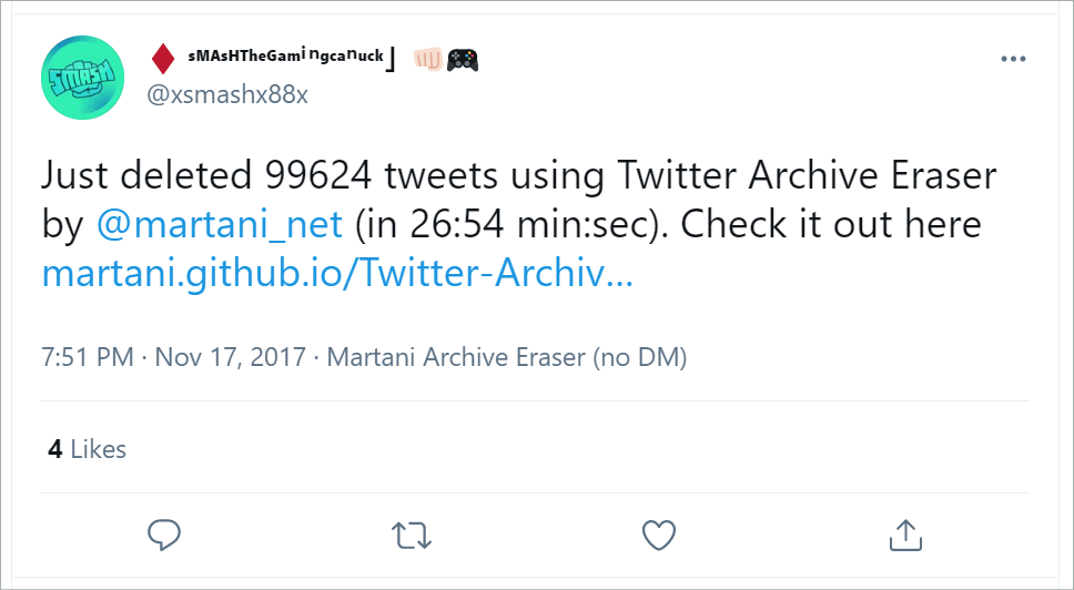 Delete Tweets in bulk with Twitter Archive Eraser
